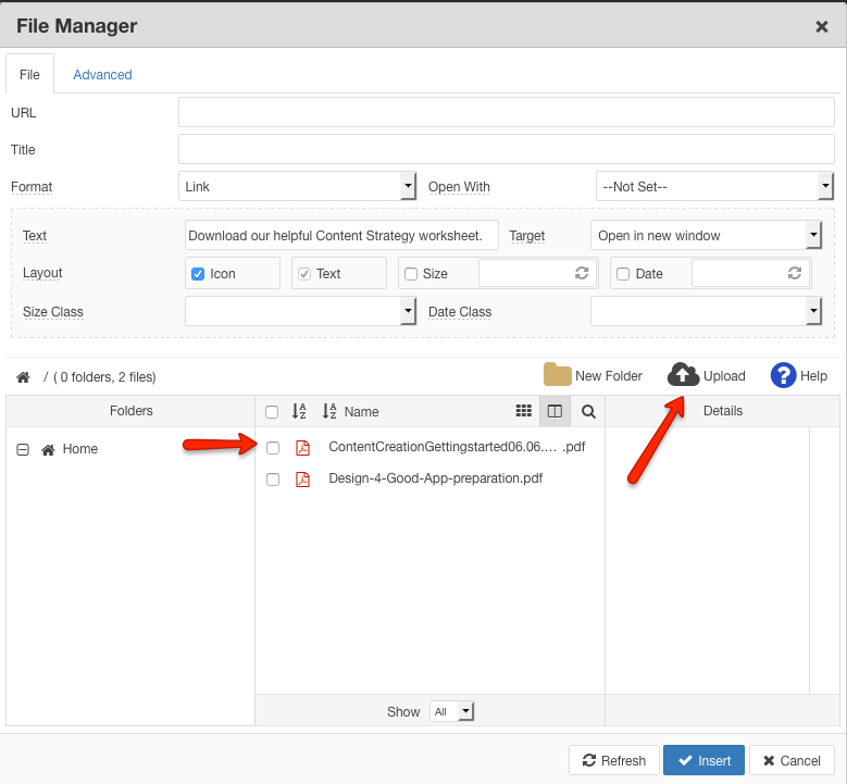 Add a PDF or Document